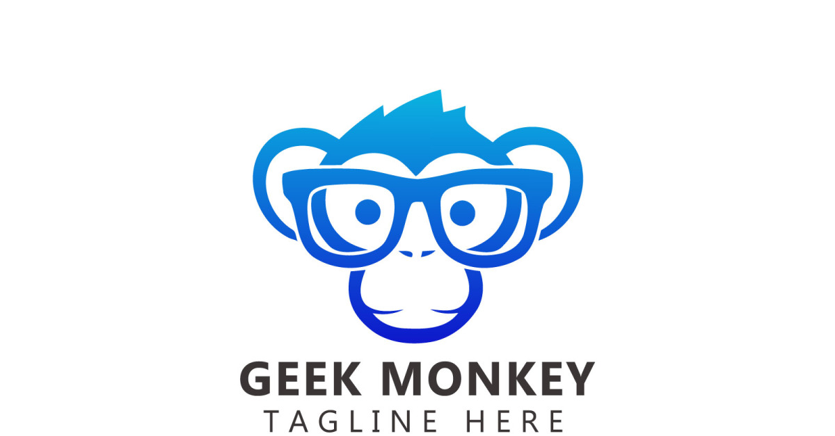 Geek Monkey Logo a Monkey Šimpanz Geek Logo šablona