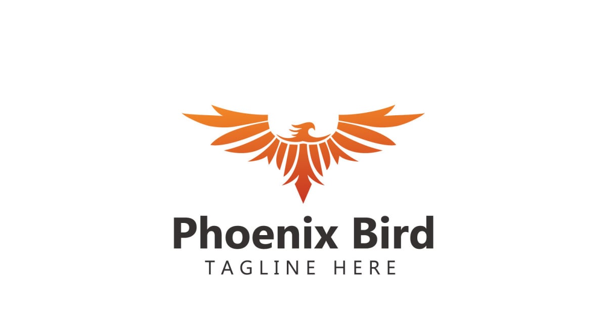 Phoenix Bird Logo And Flaming Flying Phoenix Fire Bird Logo