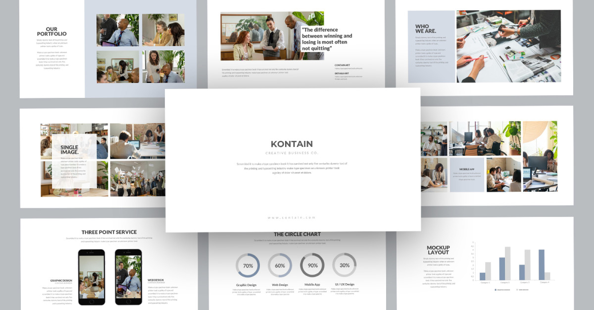 Kontain Minimal Business PowerPoint šablony - TemplateMonster