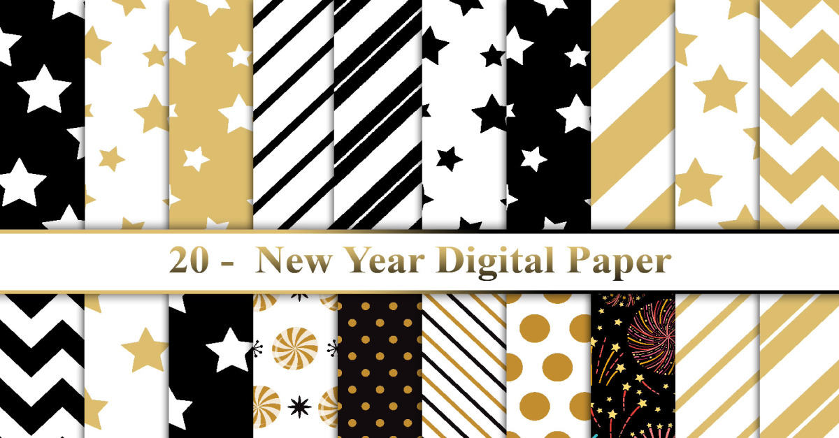 New Year Digital Paper, New Year Pattern - TemplateMonster
