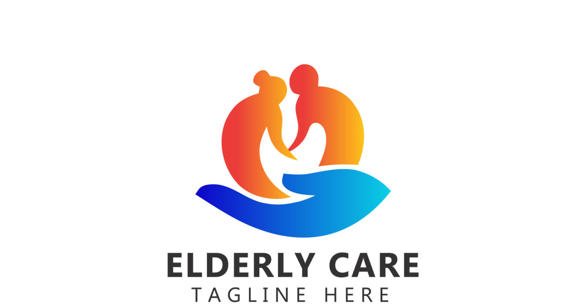 Yaşlı Bakım Logosu Ve Yaşlı Çift Logo Şablonu