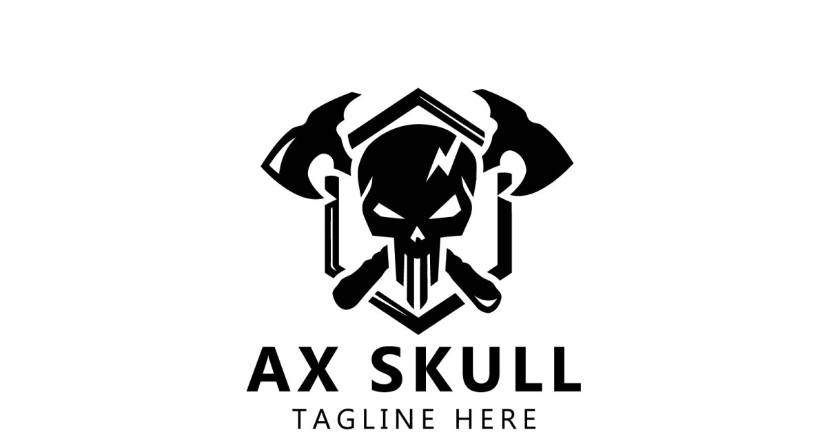 Ax Skull Logo And Vintage Lumberjack Skull With Axes Template