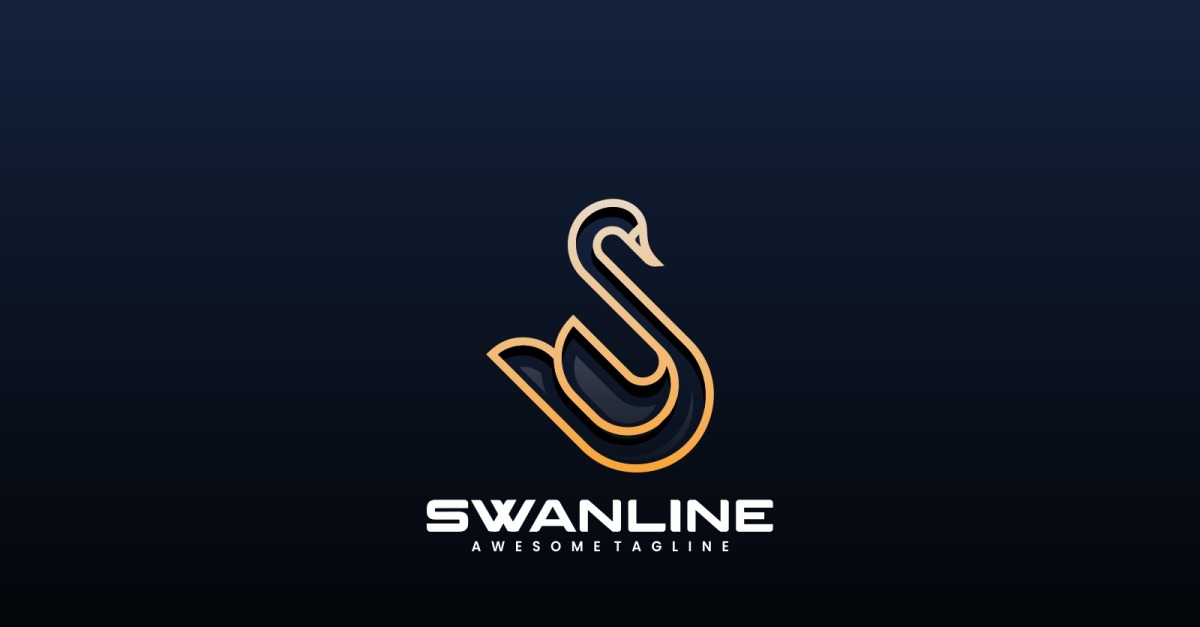 Swan Line Art Logo Style 5 #303653 - TemplateMonster