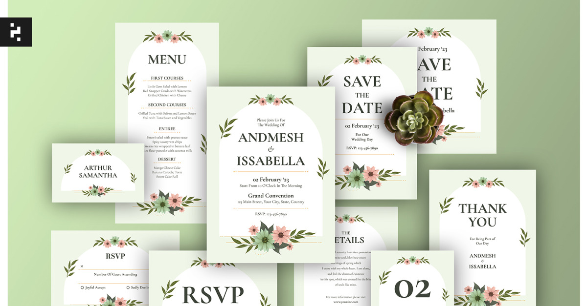 Floral Wedding Suite Template #304117 - TemplateMonster