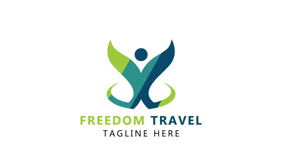 Freedom Travel Logo And Green Soft Wings Bird Logo Template