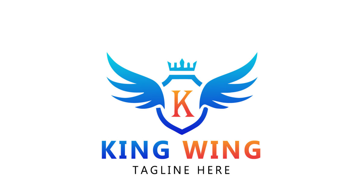 Logotipo del ala del rey y plantilla del logotipo del ala del rey real