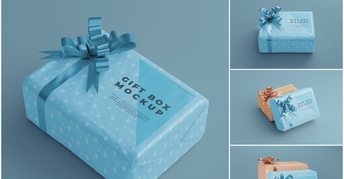 Modello mockup confezione regalo pacchetto 3
