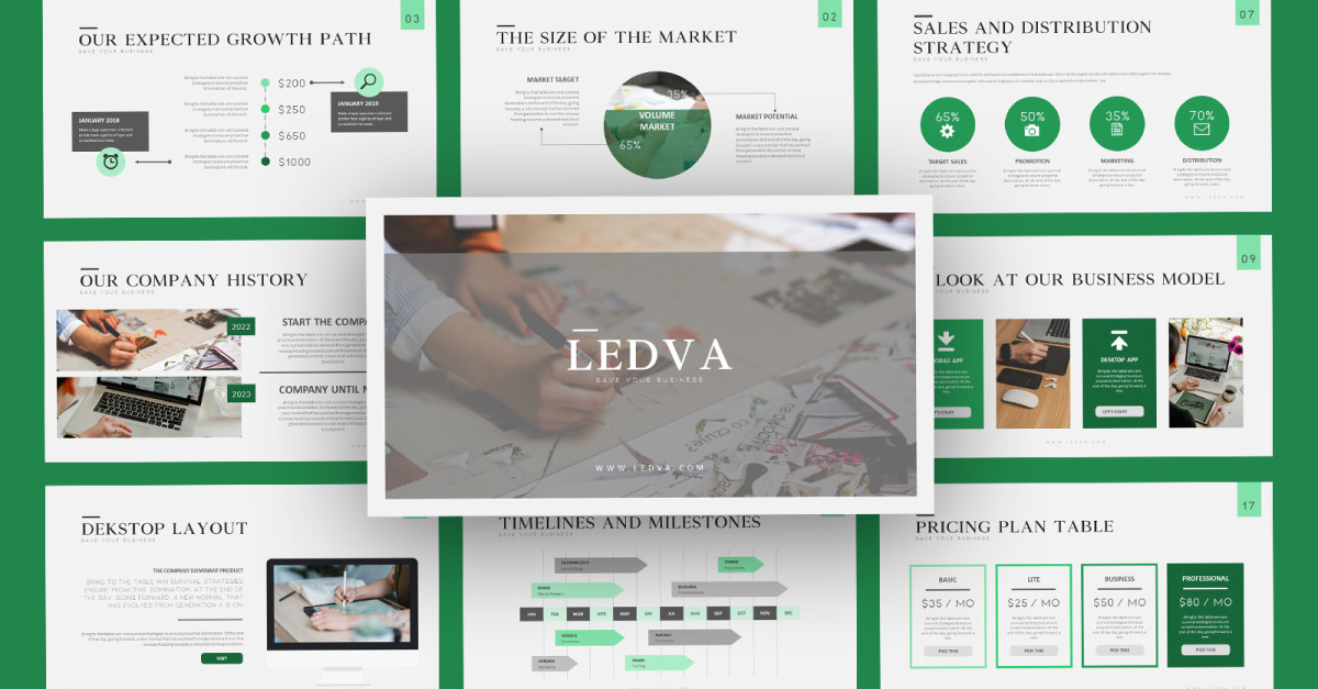 Ledva İş Konuşma Sunumu PowerPoint Şablonu - TemplateMonster