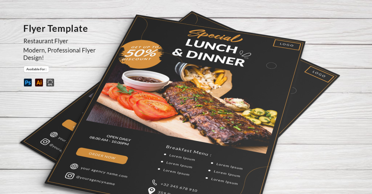 Restaurant Food Menu Flayer #304599 - TemplateMonster