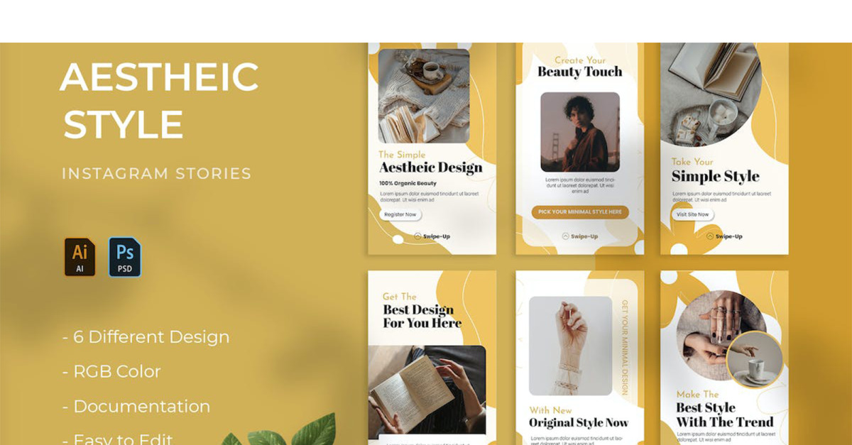 Aestheic Style Instagram Story Template - TemplateMonster
