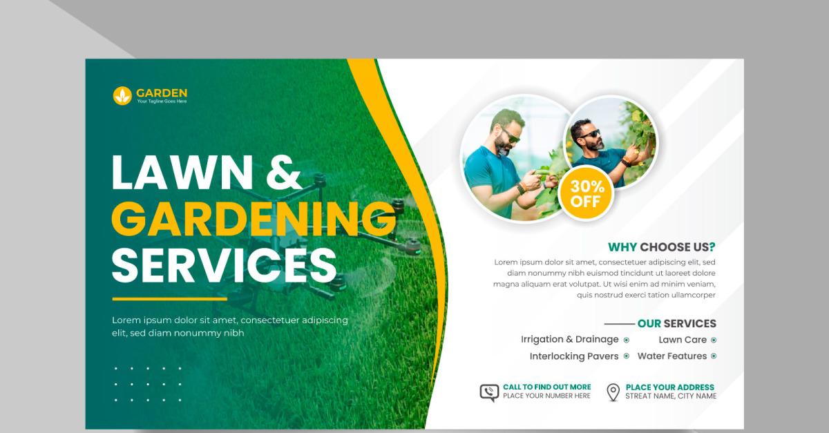 Agriculture service web banner bundle or lawn mower gardening ...