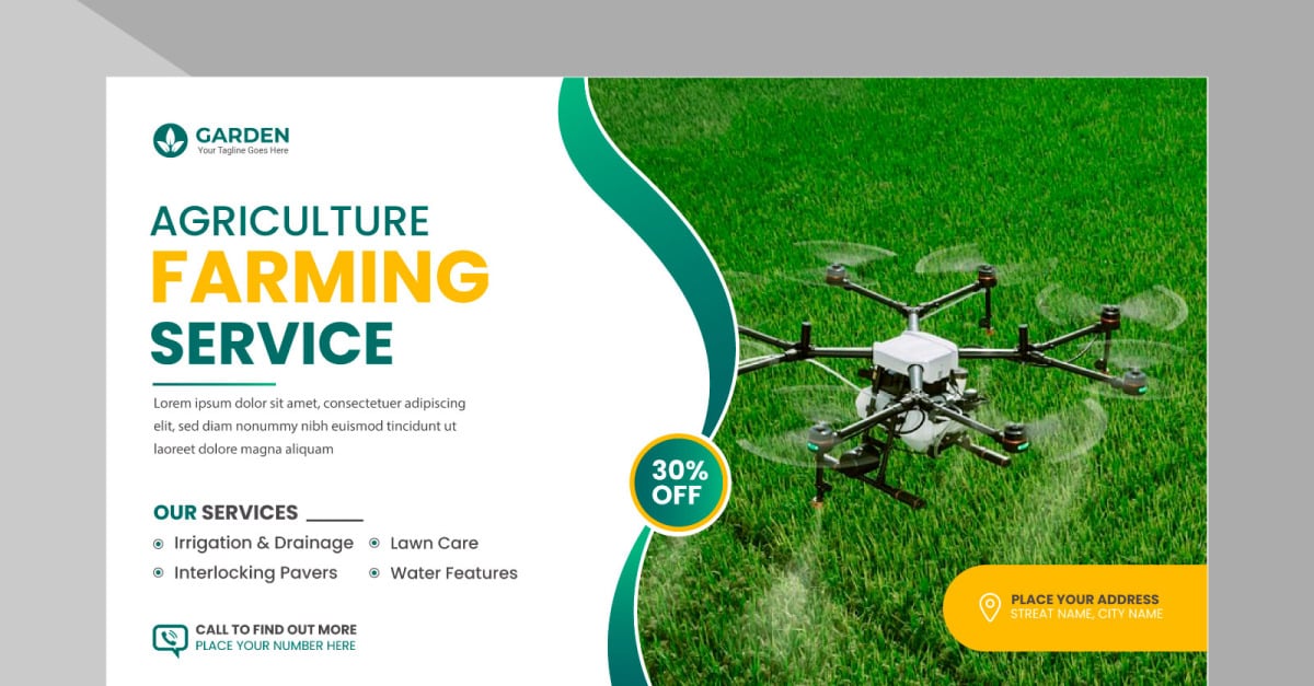 Agriculture service web banner bundle or lawn mower gardening ...