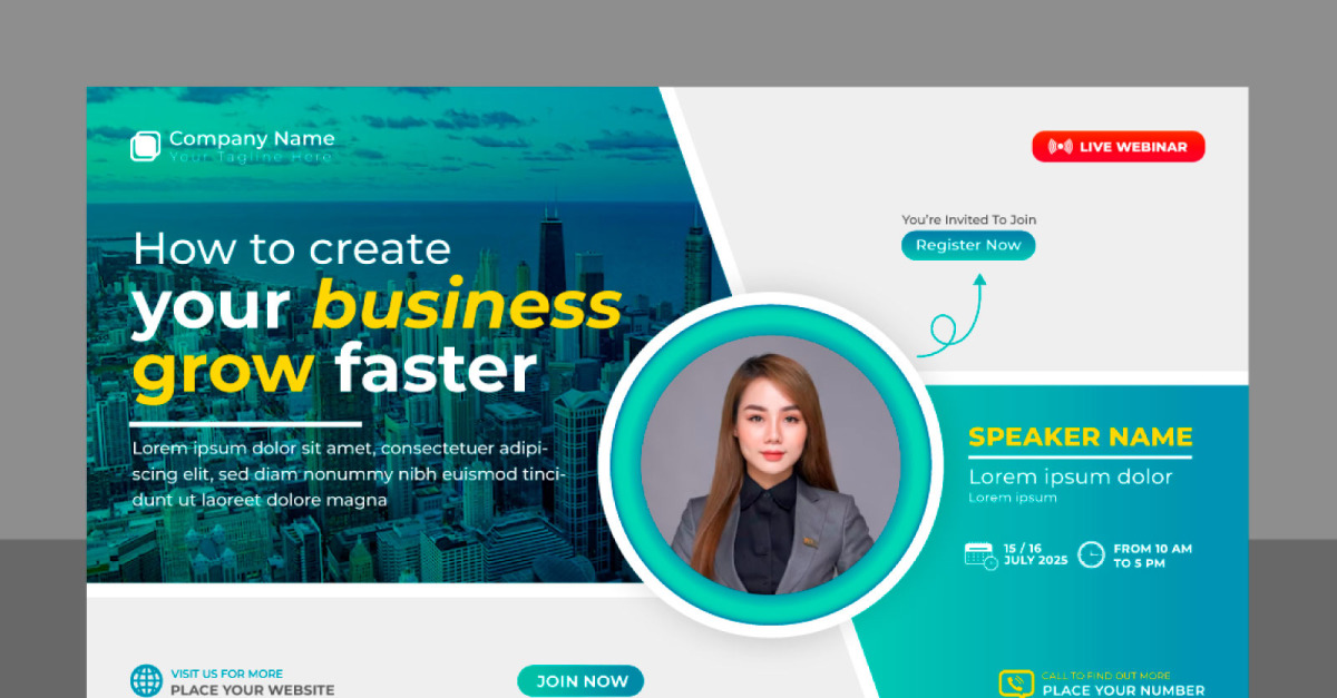 Dépliant de conférence ou dépliant horizontal et bannière d'invitation ...