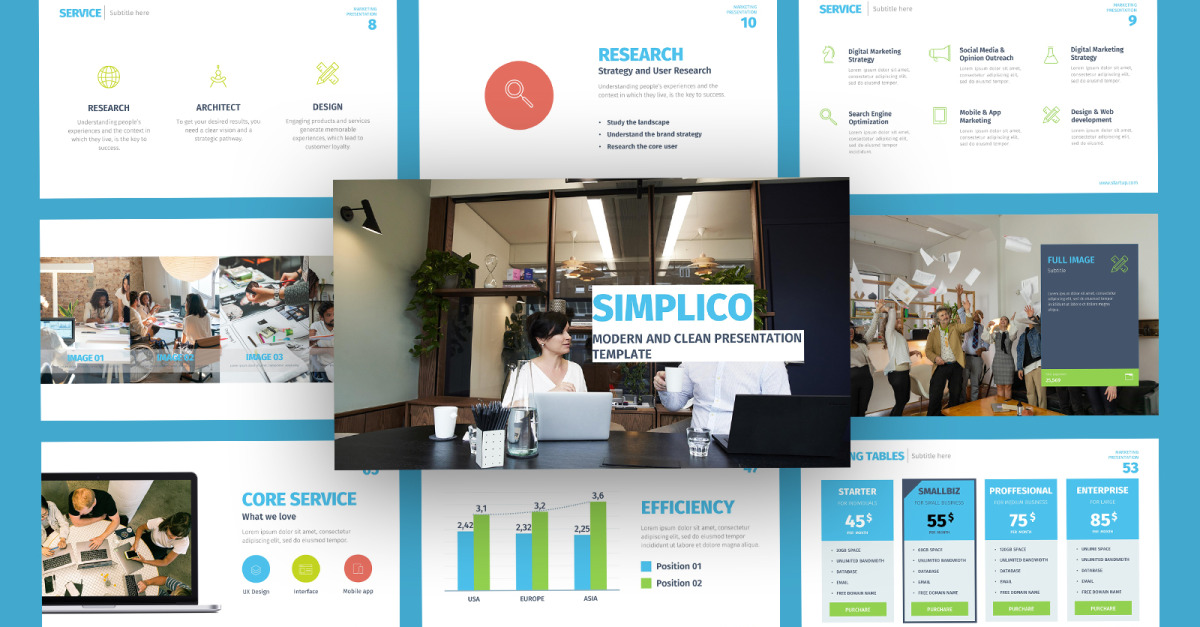 Simplico Pazarlama İş PowerPoint Şablonu - TemplateMonster