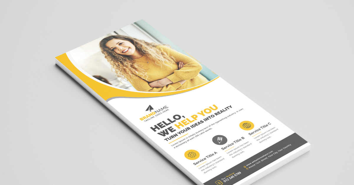 Minimal Professional Corporate Rack Card, DL Flyer Design Template para ...