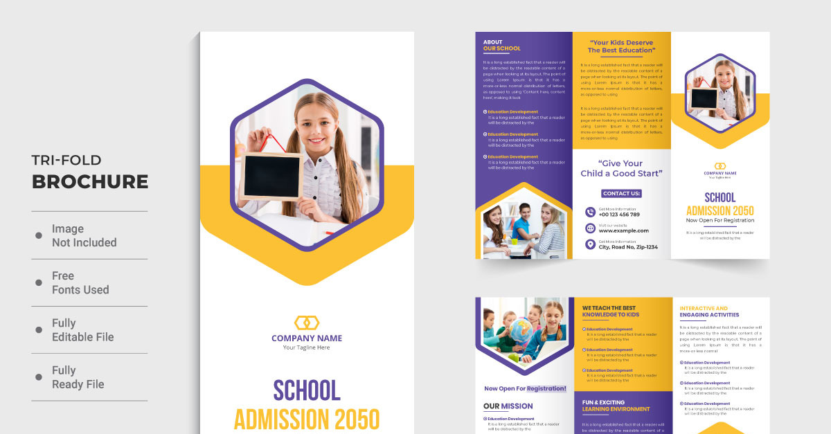 Education trifold brochure template #305399 - TemplateMonster