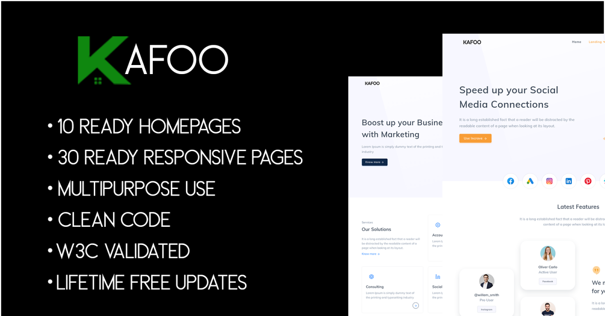 Kafoo - Plantilla creativa receptiva multipropósito