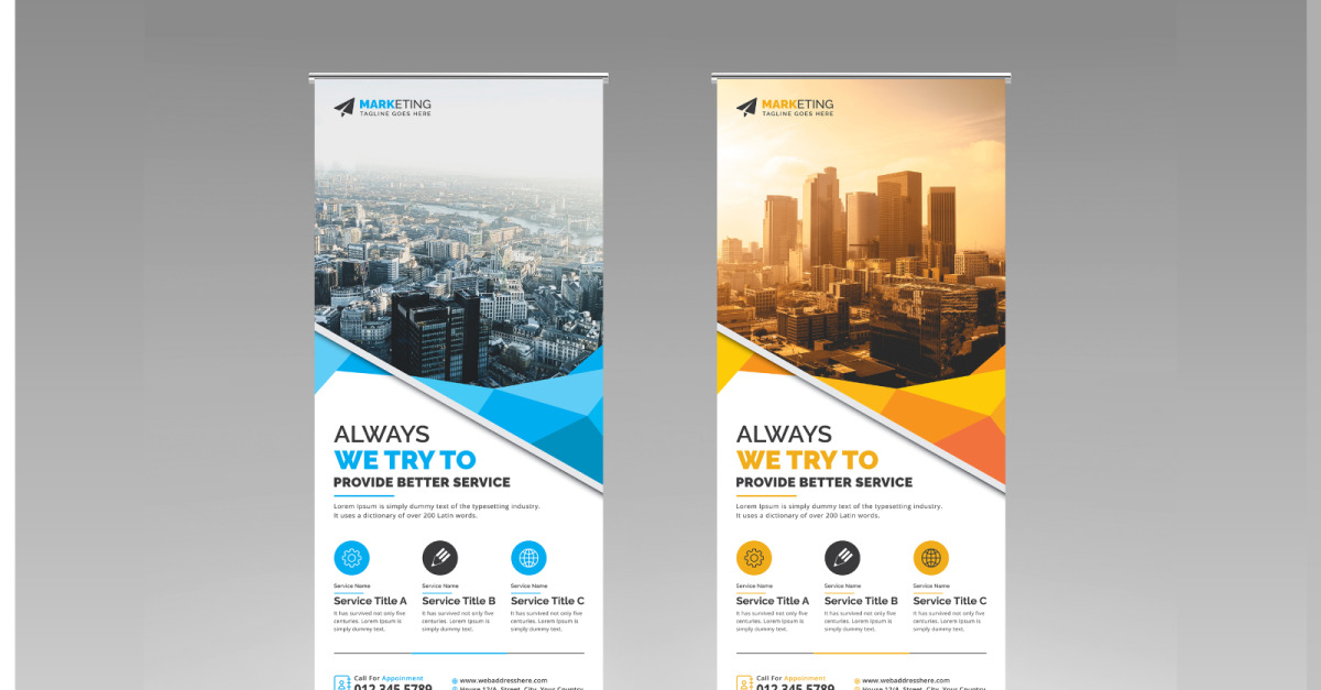 Mavi ve Sarı Kurumsal Roll Up Banner, X Banner, Standee, Pull Up Banner ...