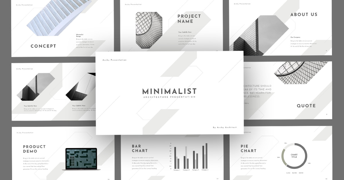 Archy Minimalist Mimari PowerPoint sunum şablonları