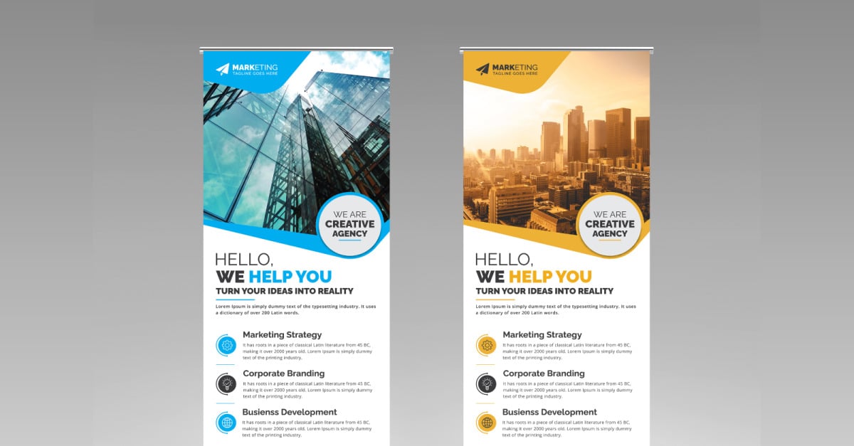 Banner corporativo profissional enrolado, standee, amostra de design de ...