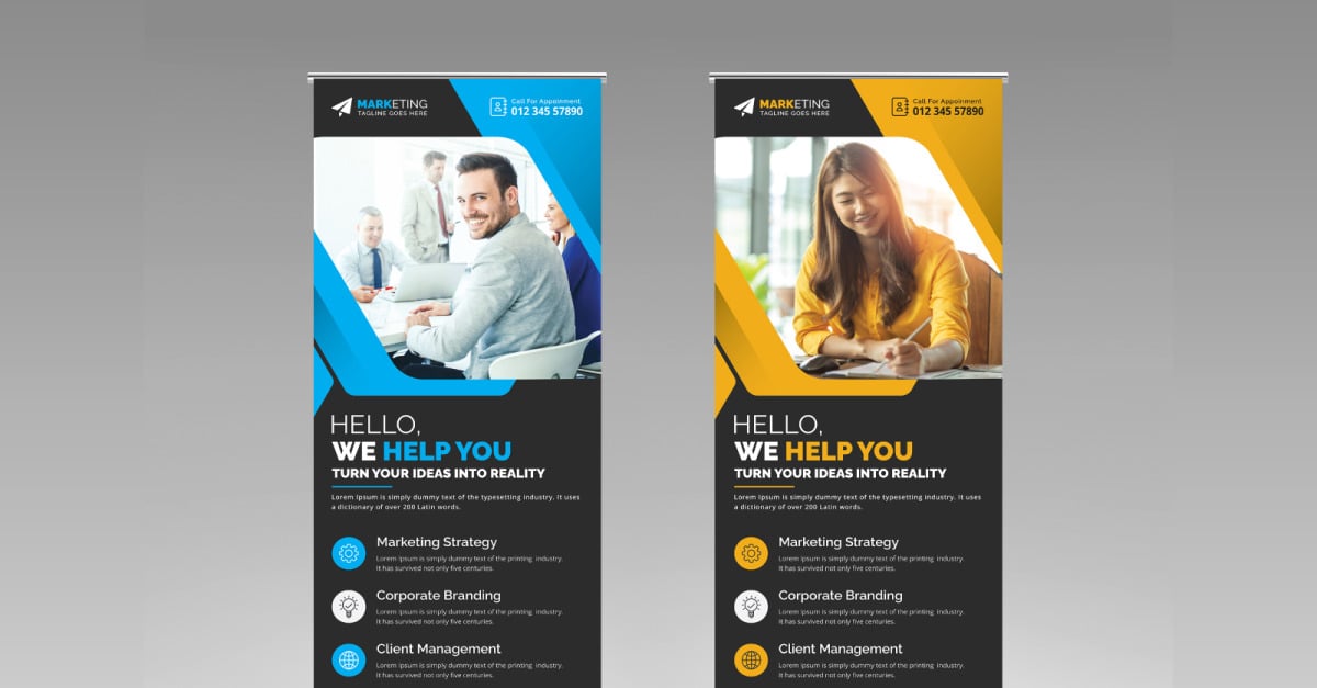 Blue and Yellow Color Corporate Roll Up Banner, X Banner, Standee ...