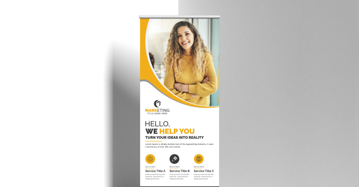 Modern Minimalist Simple Corporate Roll Up Banner, X Banner, Standee Design for Business Agency
