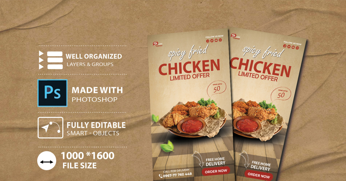 Dépliant du menu du restaurant de poulet frit DL