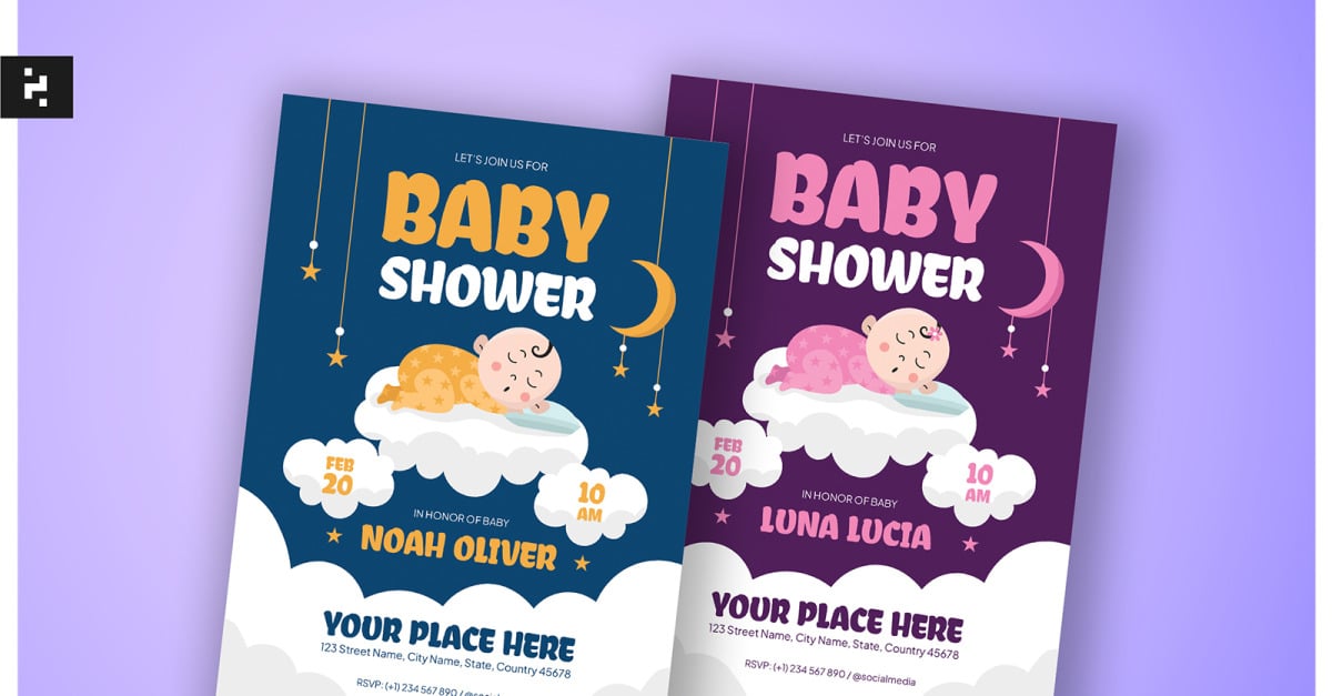 Cute Baby Shower Invitation Template - TemplateMonster