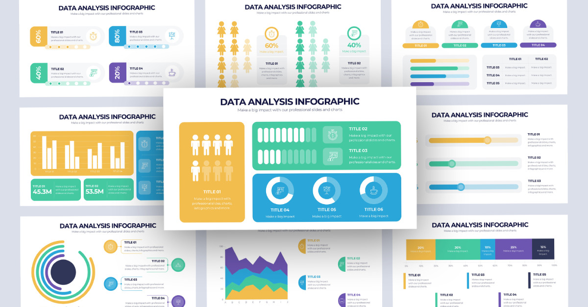 Infografik-PowerPoint-Vorlage zur Analyse von Geschäftsdaten