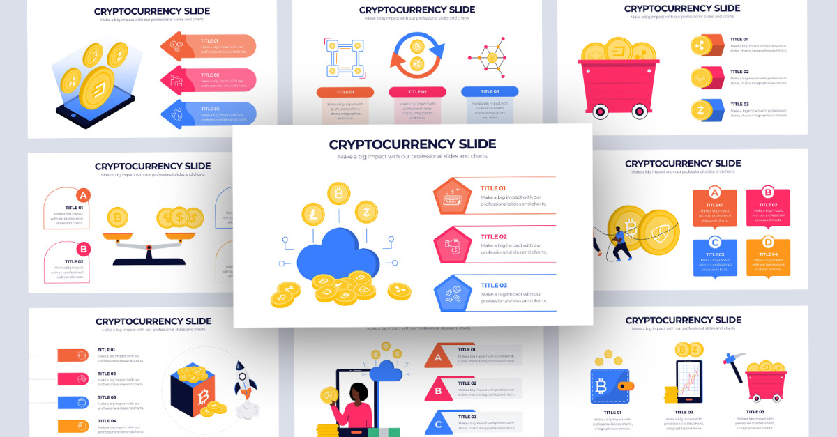 Modello di PowerPoint per infografica vettoriale di criptovaluta
