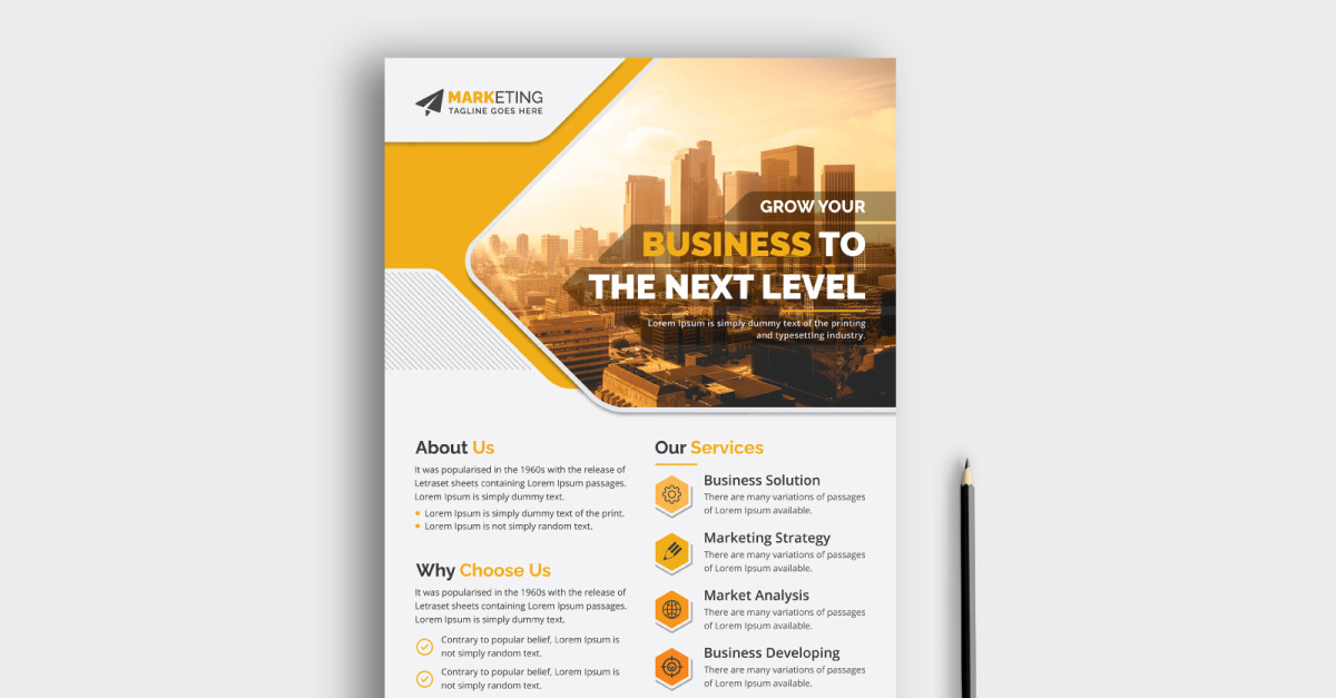 Stylish Modern Corporate Business Flyer, Leaflet Design Template with ...