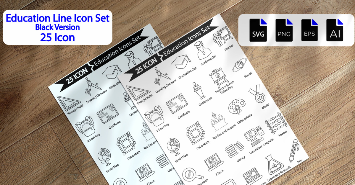 Premium Education Line Icons Set #306188 - TemplateMonster