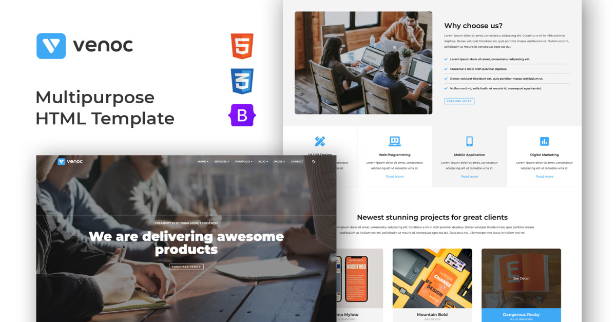 Venoc - Multipurpose HTML Template #306100 - TemplateMonster