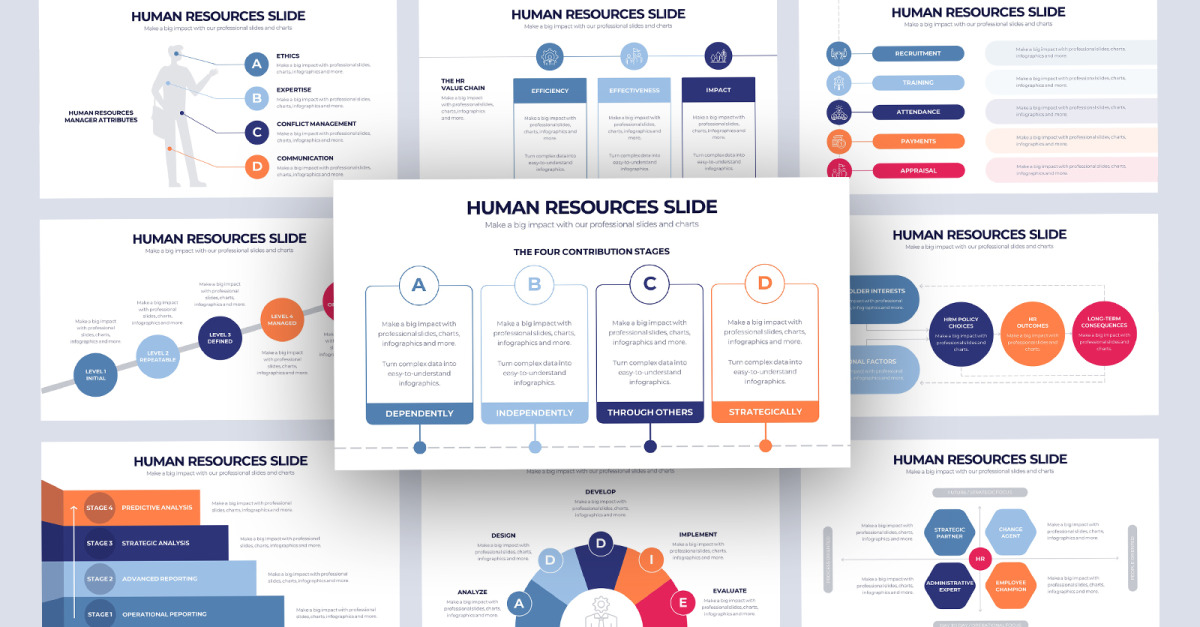 Modèle PowerPoint d'infographie des ressources humaines