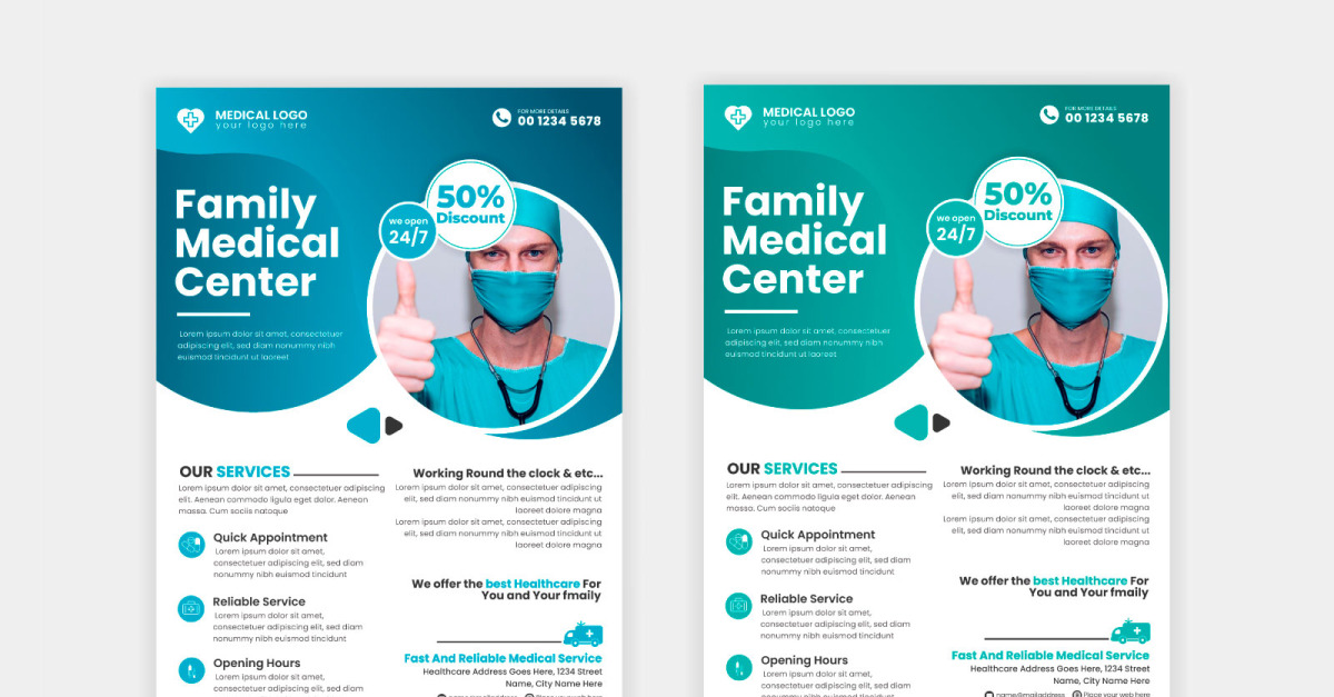 Medical flayer Design Template Healthcare and Medical pharmacy flyer vector