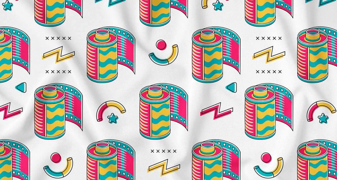 Camera Roll Film (90's Vibe) Seamless Pattern Vector