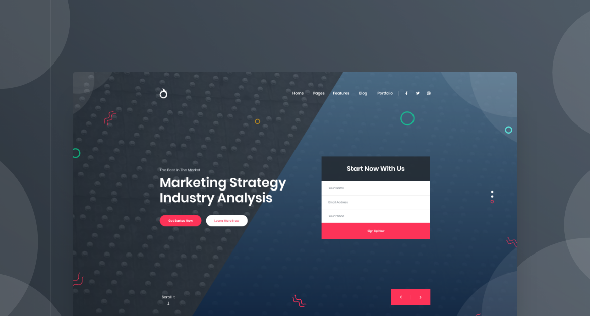 Hero Header Landing Page Adobe XD Template Vol 137