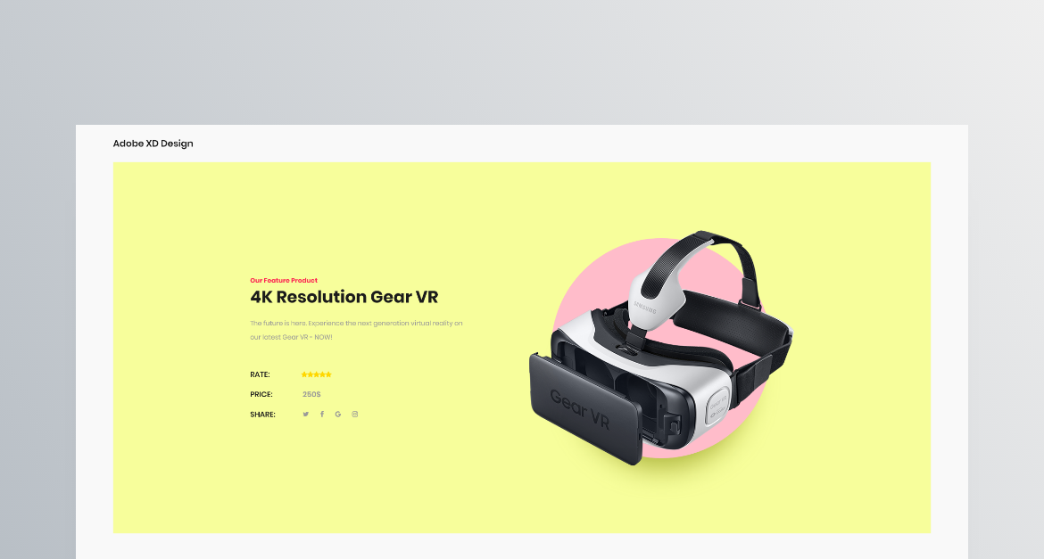 VR Product Hero Header Landing Page Adobe XD Template Vol 115