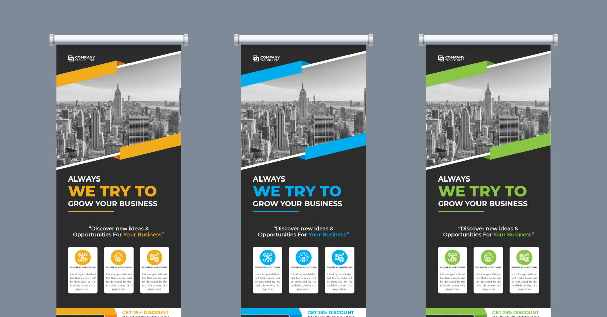Business advertisement roll up banner - TemplateMonster