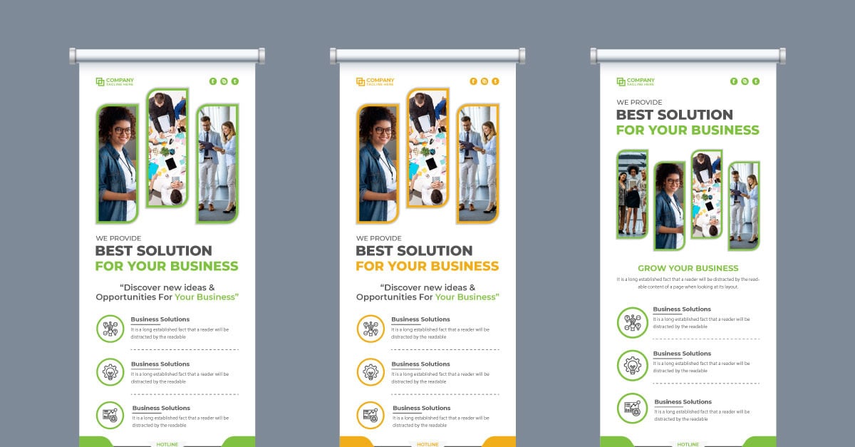 Business promotion roll up banner vector - TemplateMonster
