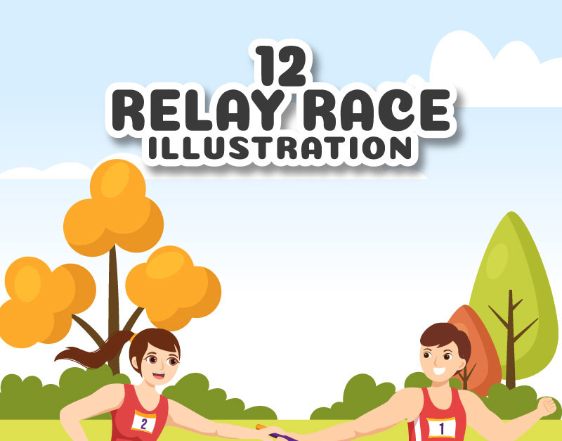 12 Relay Race Sports Illustration #307005 - TemplateMonster
