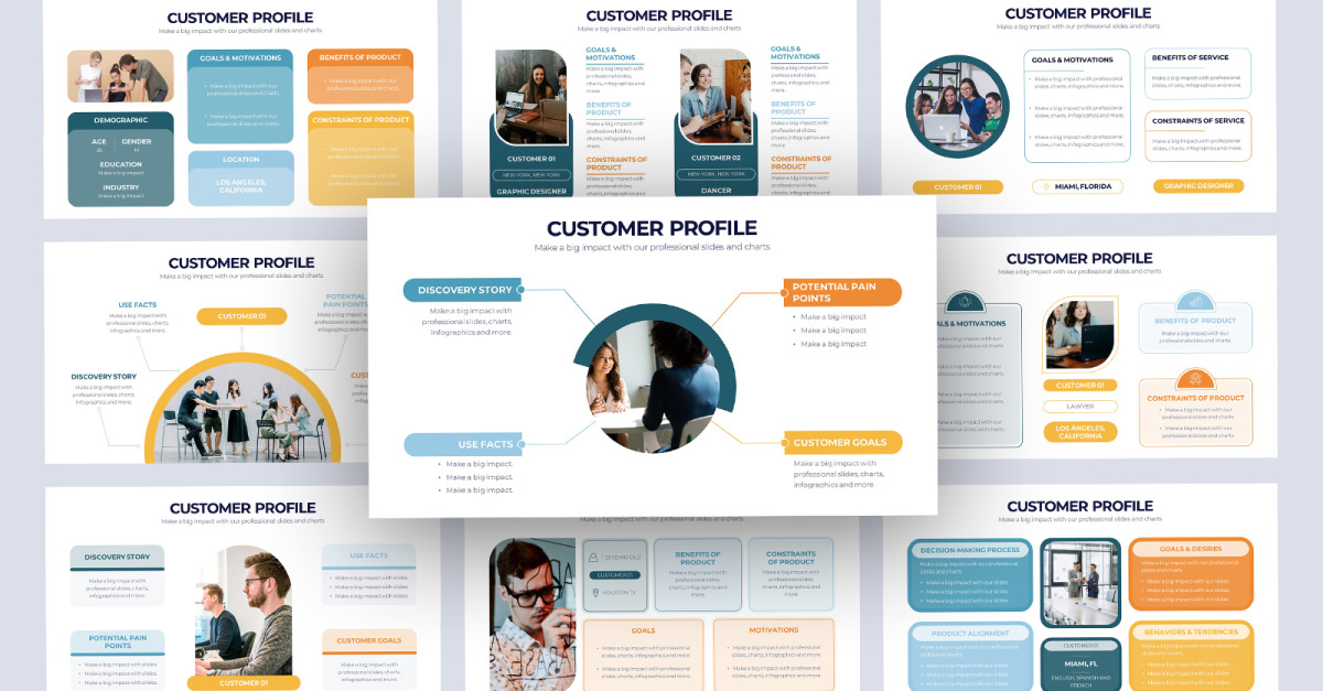 Modèle PowerPoint de diapositives de profil client