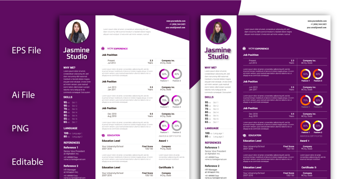 Modern & Creative Editable Professional CV Resume for Multipurpose Template