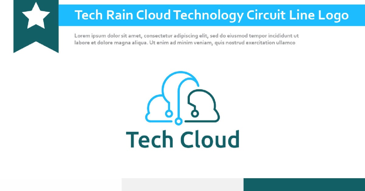 Tech Rain Cloud Technology Circuit Line Logo