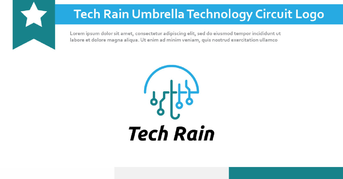 Tech Rain Umbrella Technology Circuit Line Logo