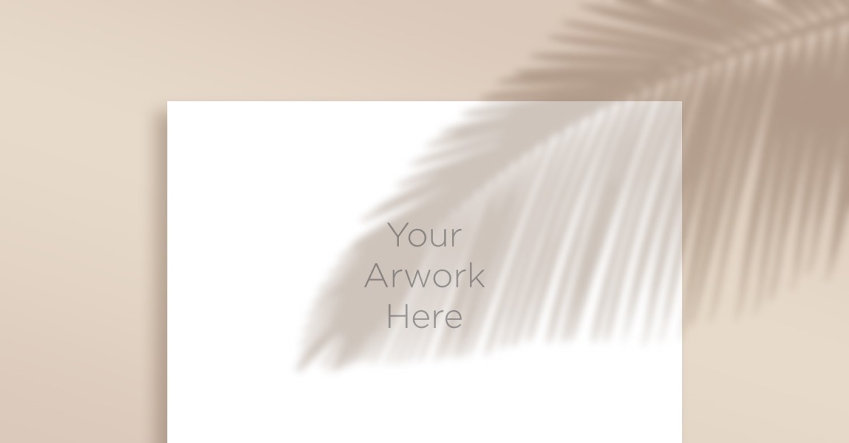 Landscape Paper's Mockup With Leaf Shadow - TemplateMonster