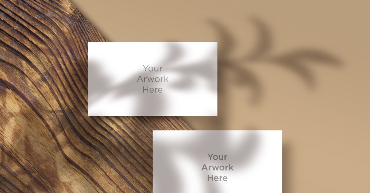2 Leaf Shadow Postcard Paper's Mockup - TemplateMonster