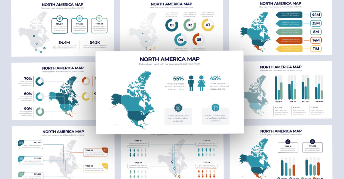 North America Vector Map Infographic PowerPoint Template