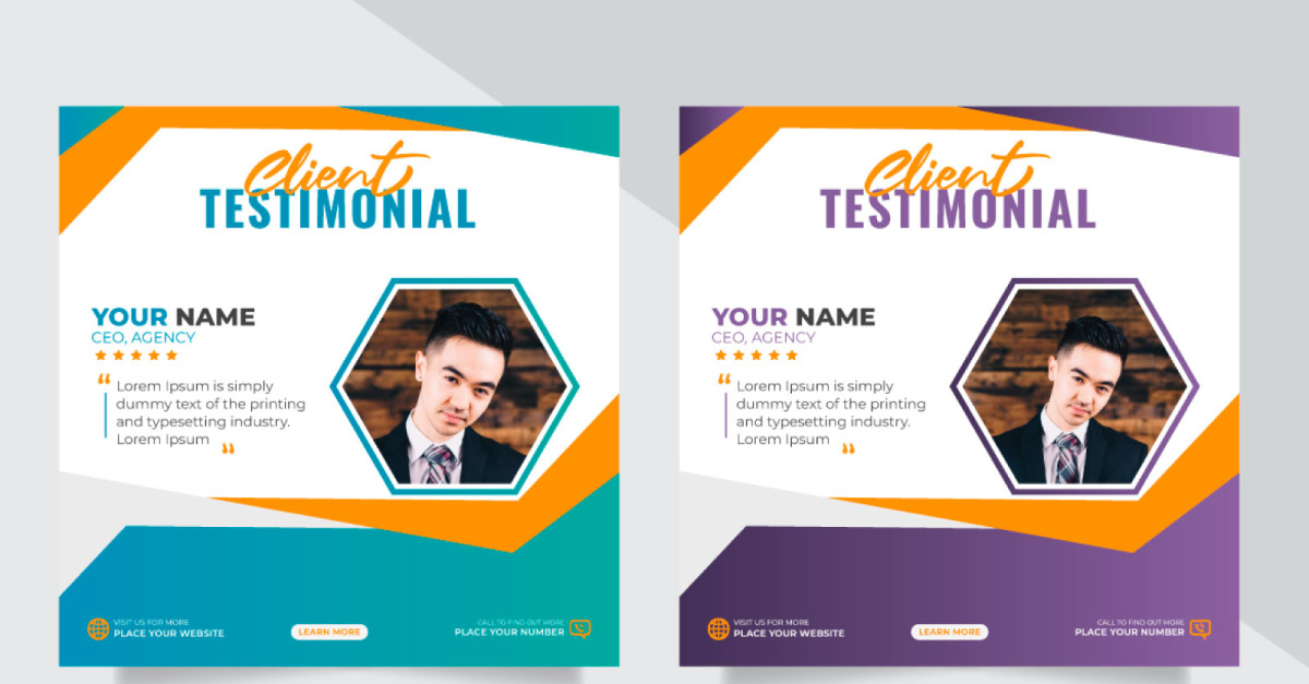 Vector customer feedback testimonial social media post web banner template
