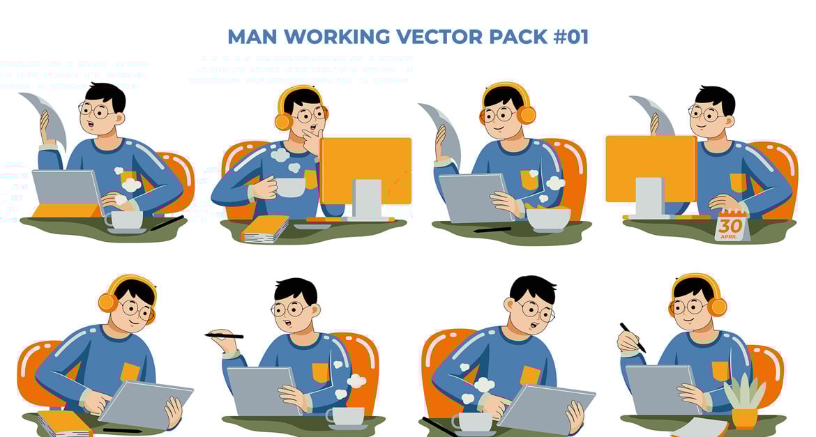 Man Working Vector Pack 01 #308485 - TemplateMonster
